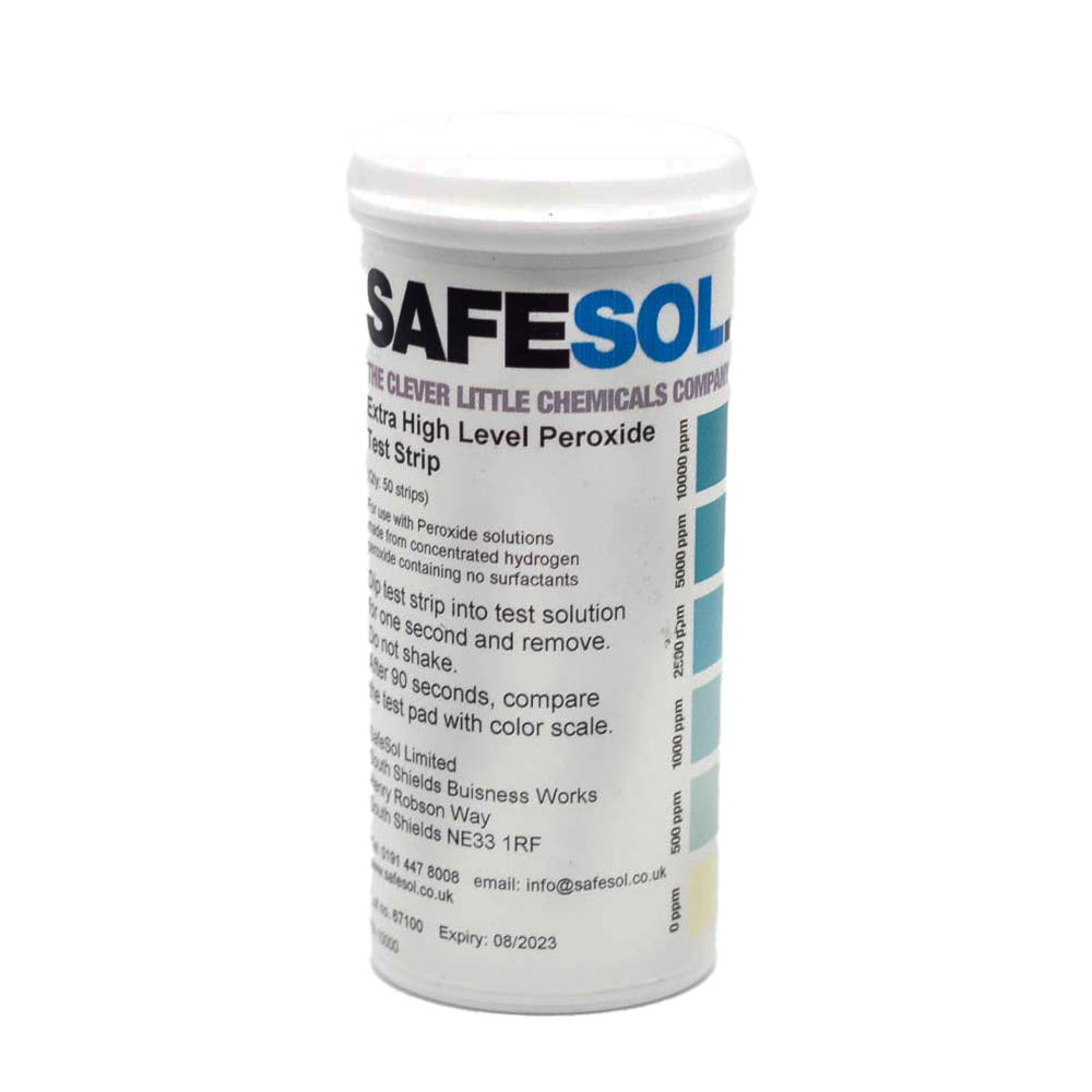 Hydrogen Peroxide Extra High Level Test Strips 0-10000ppm peroxide - 50 ...